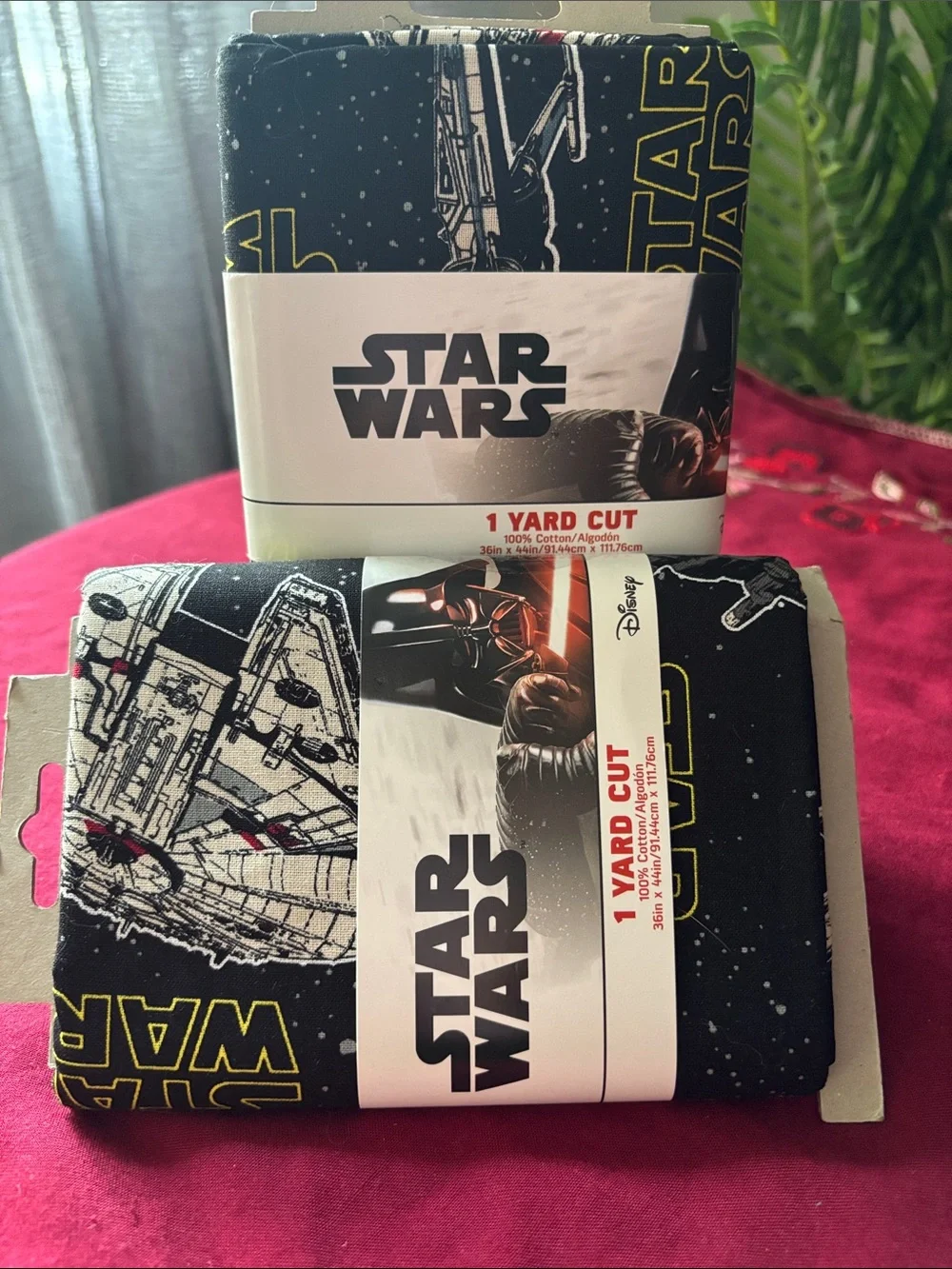 Star Wars | Art | 2 Star Wars Cotton Yard Cut Black Fabric With Yellow ...